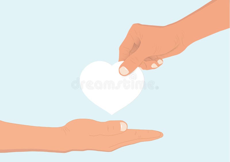 Hand Giving White Heart To Another Hand, Helping and Hope Concept Stock ...