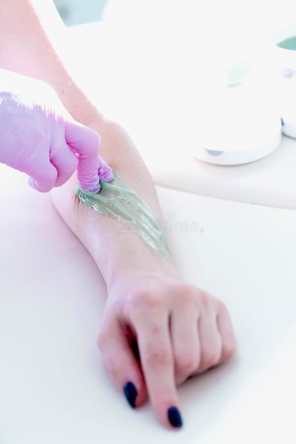 Hand in Glove with Depilation Paste Stock Photo - Image of mask, hair ...