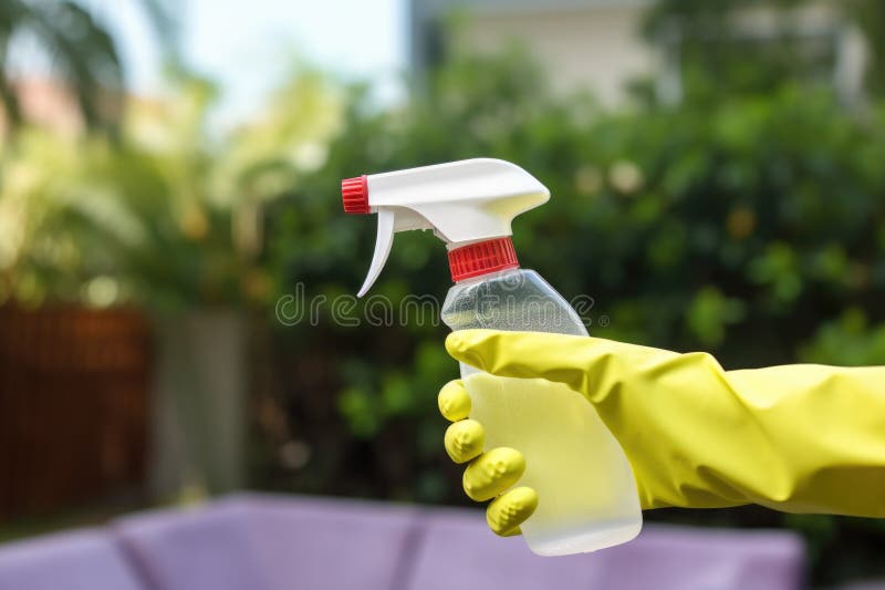 A Hand in Glove Holding Pest Repellent Spray Stock Photo - Image of ...