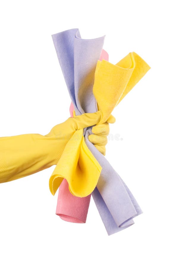 Hand in glove holding rag stock image. Image of macro - 20561439