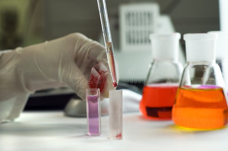 Work in laboratory stock photo. Image of flask, hand, chemical - 7988
