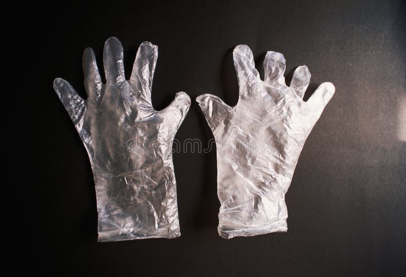 Two Protective Hand Gloves Plastic Stock Image - Image of hand, crease ...