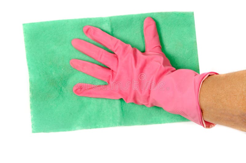 Hand in glove with rag stock photo. Image of white, wipping - 22372406
