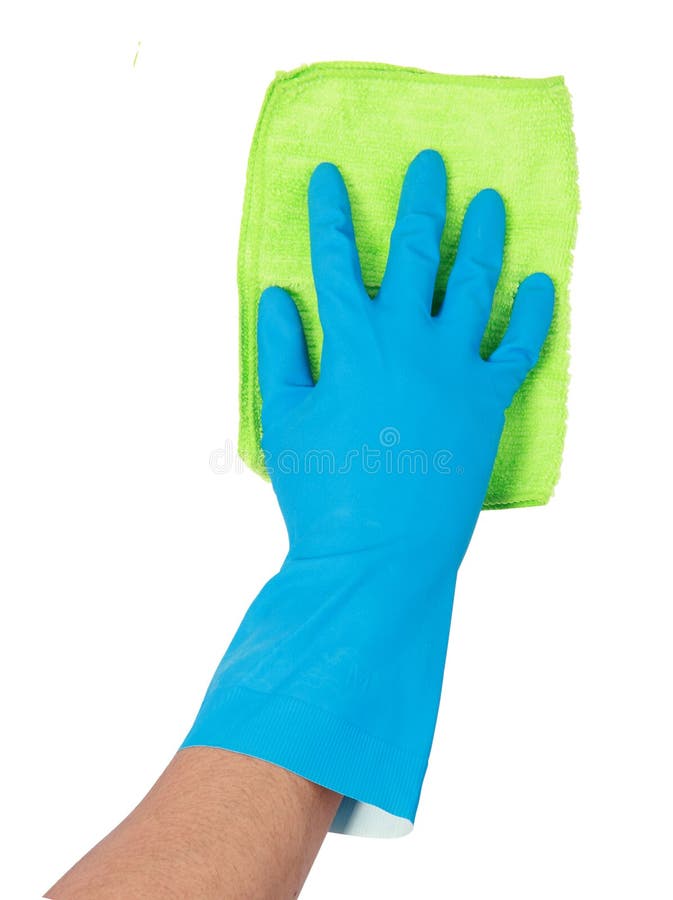 Hand with Glove Using Cleaning Mop To Clean Up Stock Photo - Image of ...