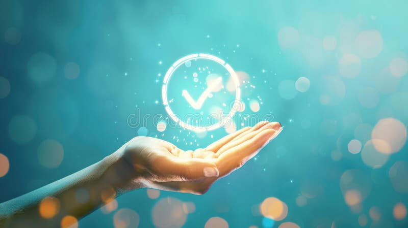 The Hand with Glowing Checkmark. AI Generated Stock Image - Image of ...