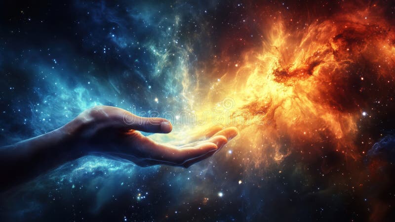 Hand of God Creating World stock illustration. Illustration of light ...