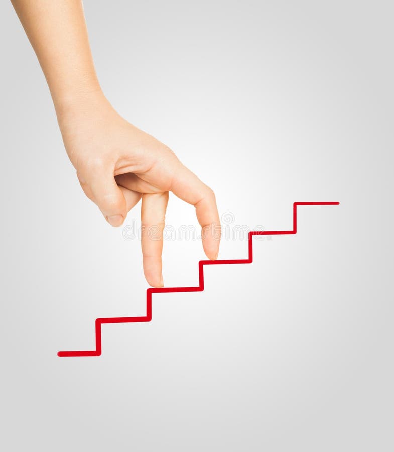 Hand Goes on To Draw a Red Ladder Stock Image - Image of fatigue, draw ...