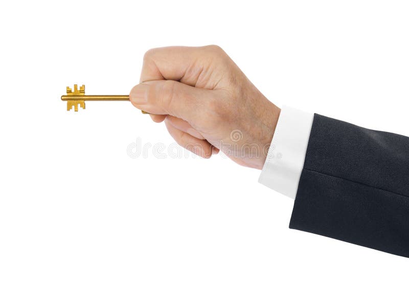 Hand and big gold key stock photo. Image of human, agent - 49231928