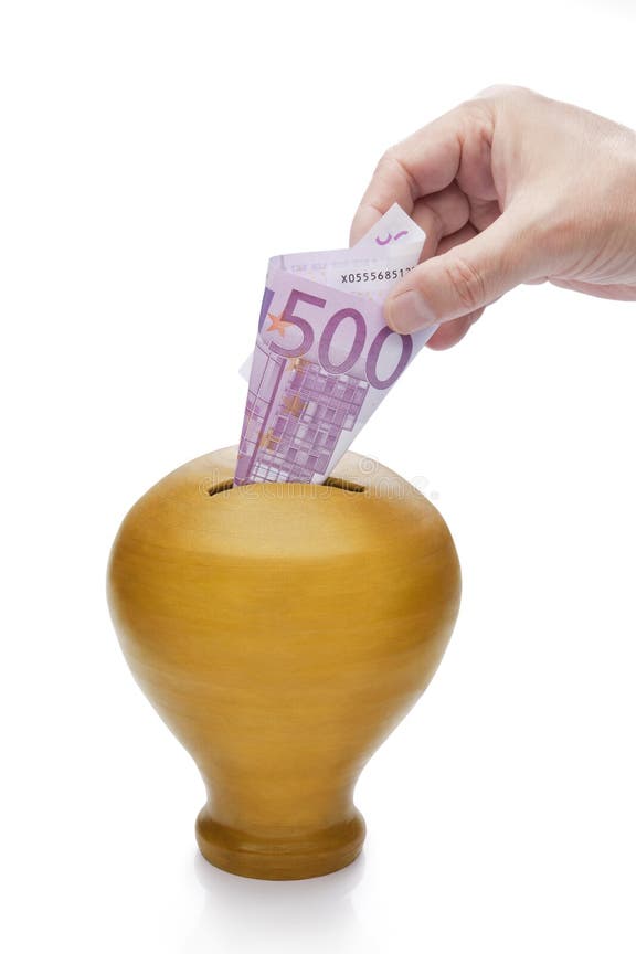 Hand and golden money box stock photo. Image of holding - 16408774