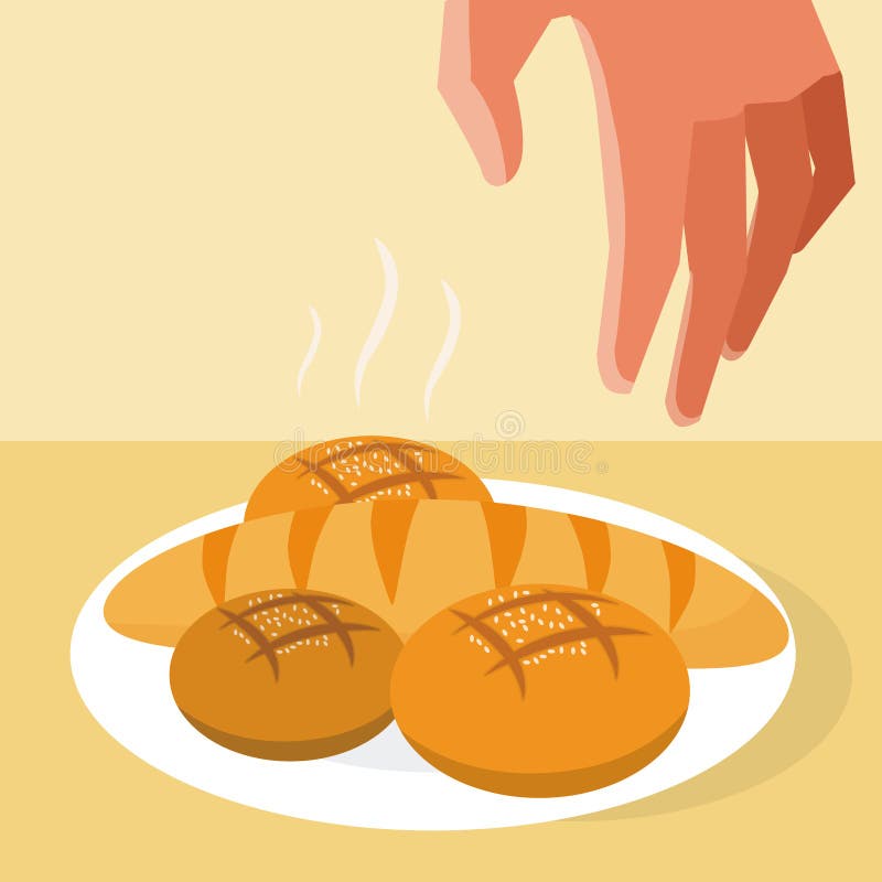 Hand grabbing a bread stock vector. Illustration of meal - 112542159