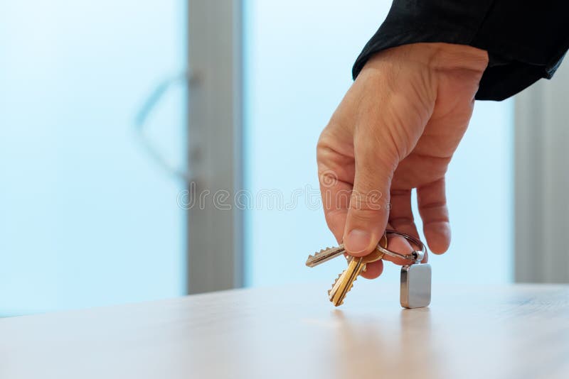 Hand Grabbing House Keys and Leaving Home Stock Image - Image of open ...