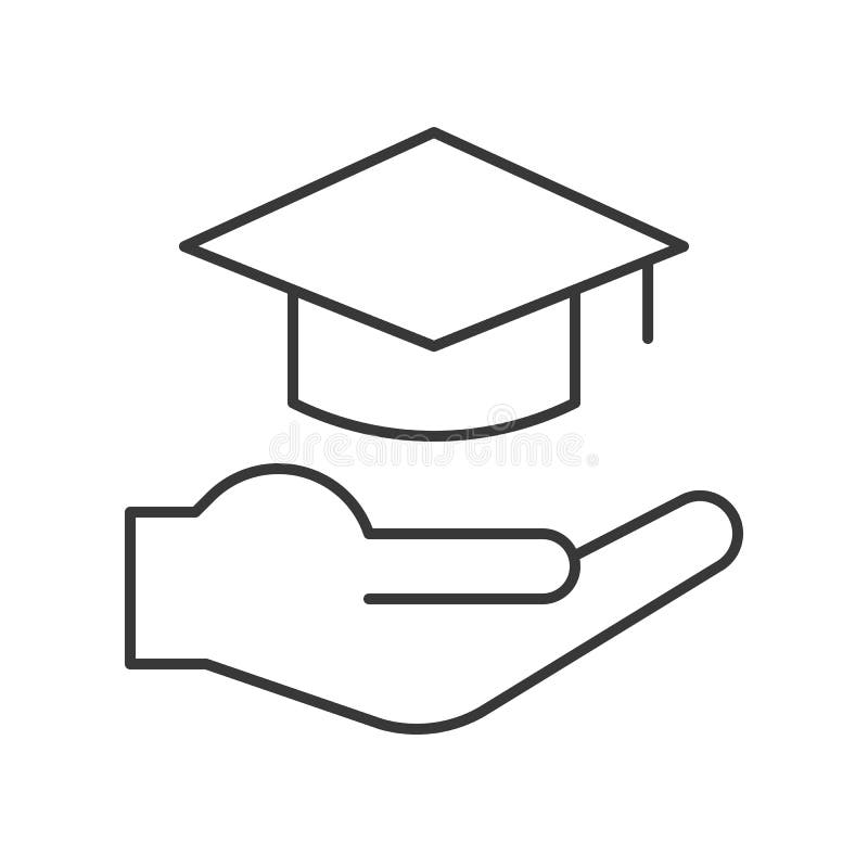 Hand and Graduation Cap, Education Icon Set Stock Vector - Illustration ...