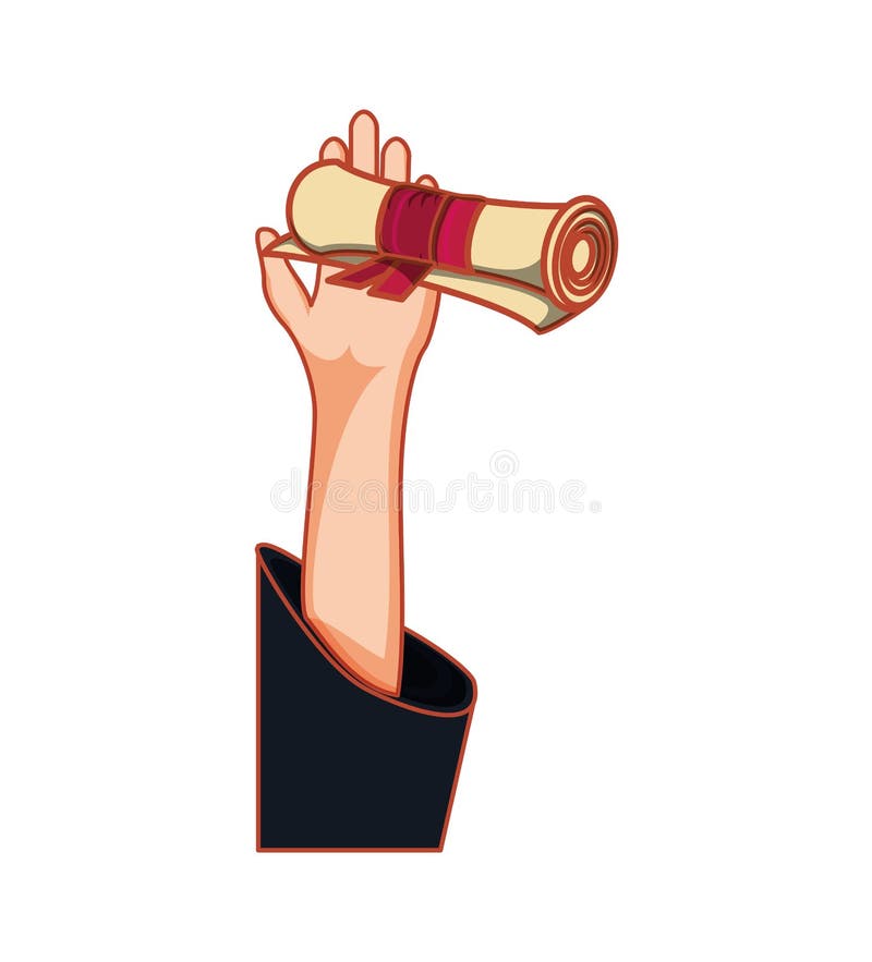 Hand with Graduation Certificate Stock Illustration - Illustration of ...