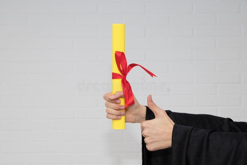 Hand with Graduation Diploma Stock Photo - Image of confident, female ...
