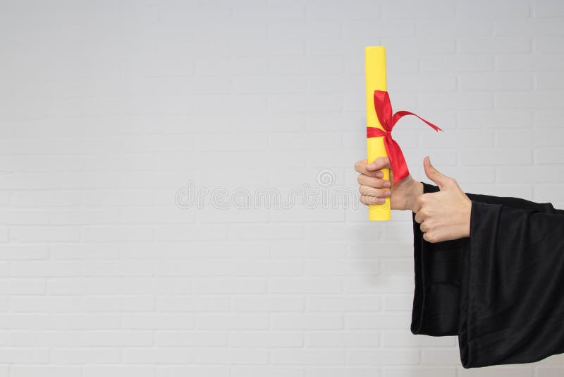 Hand with Graduation Diploma Stock Image - Image of education, hands ...