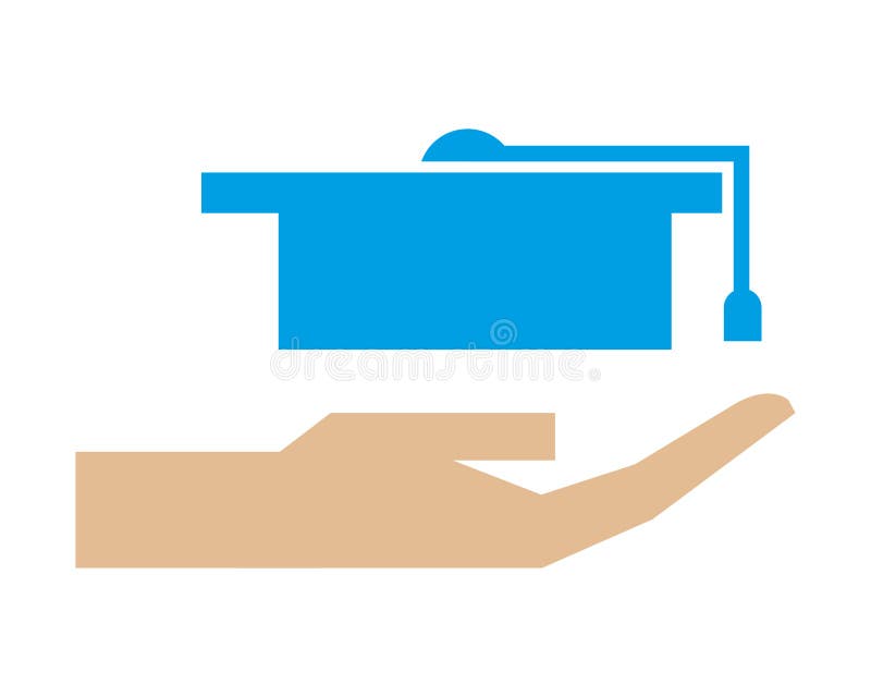 Hand with Graduation Hat Education Stock Vector - Illustration of ...