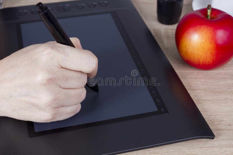 Hand graphic designer stock image. Image of illustrator - 81753991