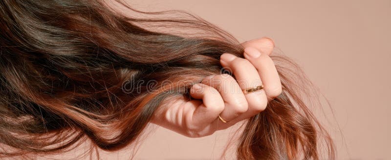 The Hand Grasping Beautiful Long Hair Against a Soft Background.AI ...
