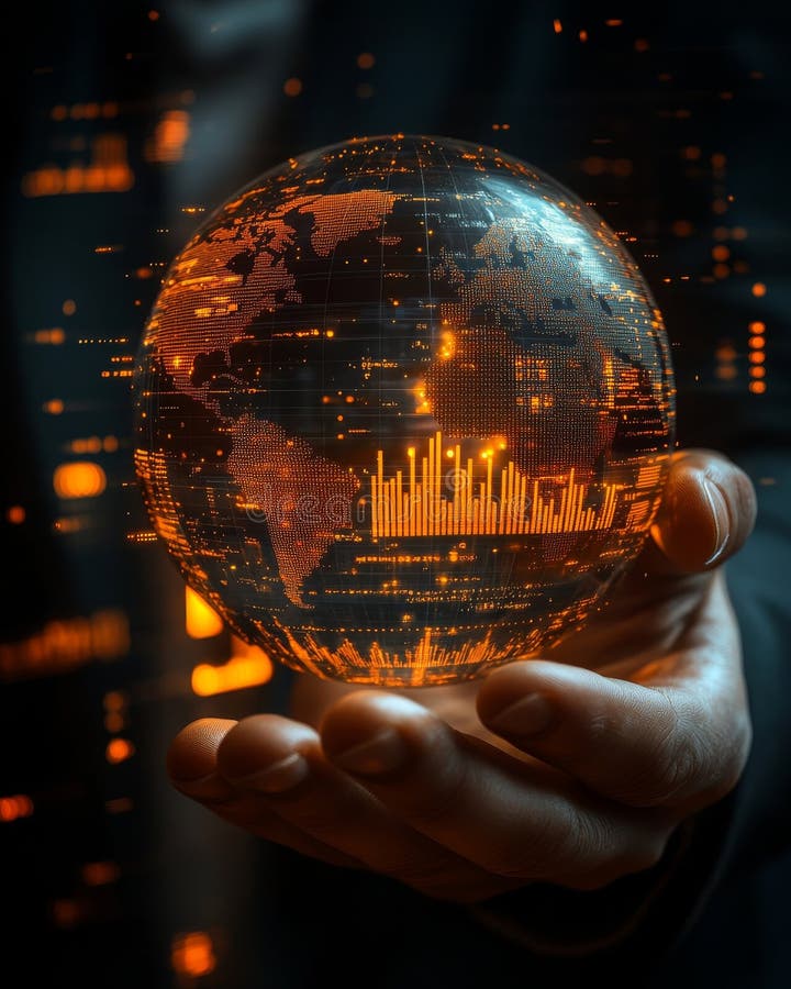 A Hand Grasping a Crystal Ball Filled with Data Graphs, Symbolizing ...