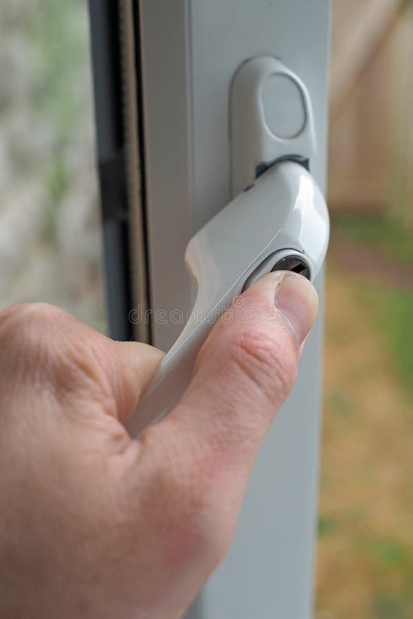 Hand Grasping Handle Opening PVC Window Stock Image - Image of hand ...
