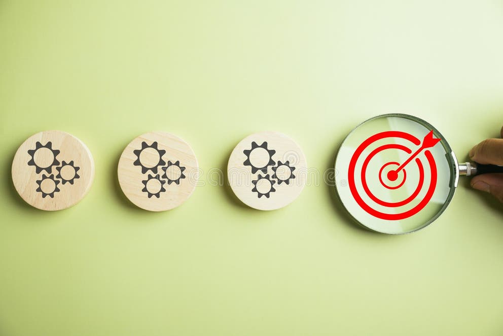 Magnifier in Hand, Close-up Analysis of a Target Icon Stock ...