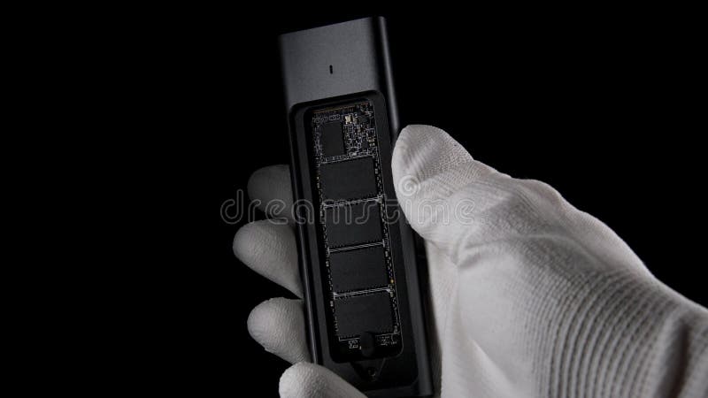 Hand Grasping Open SSD Case with Inside M.2, External USB Drive on ...