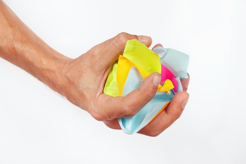 Hand Grasps Crumpled Paper Trash White Background Stock Photos - Free ...