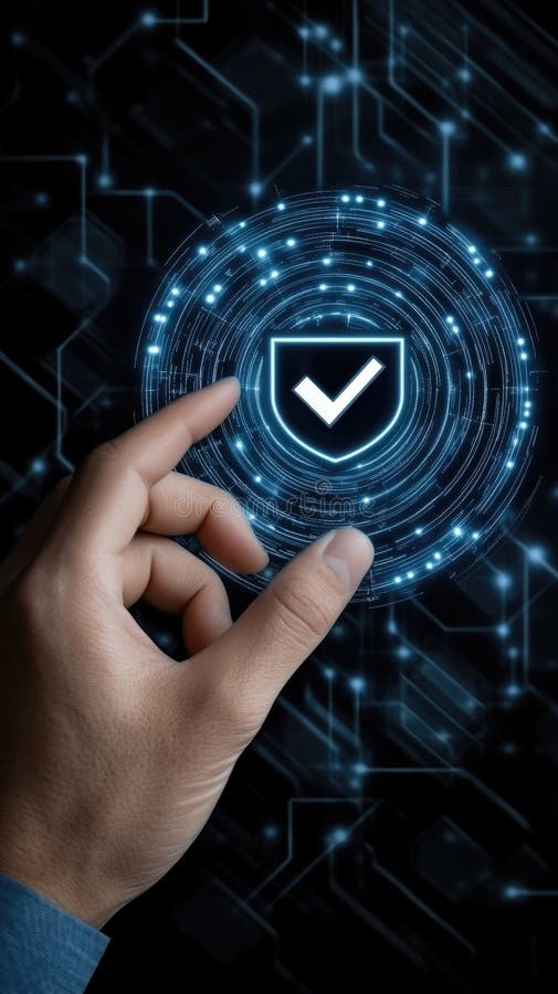 Hand Grasps a Shield with a Checkmark, Emphasizing Digital Security ...