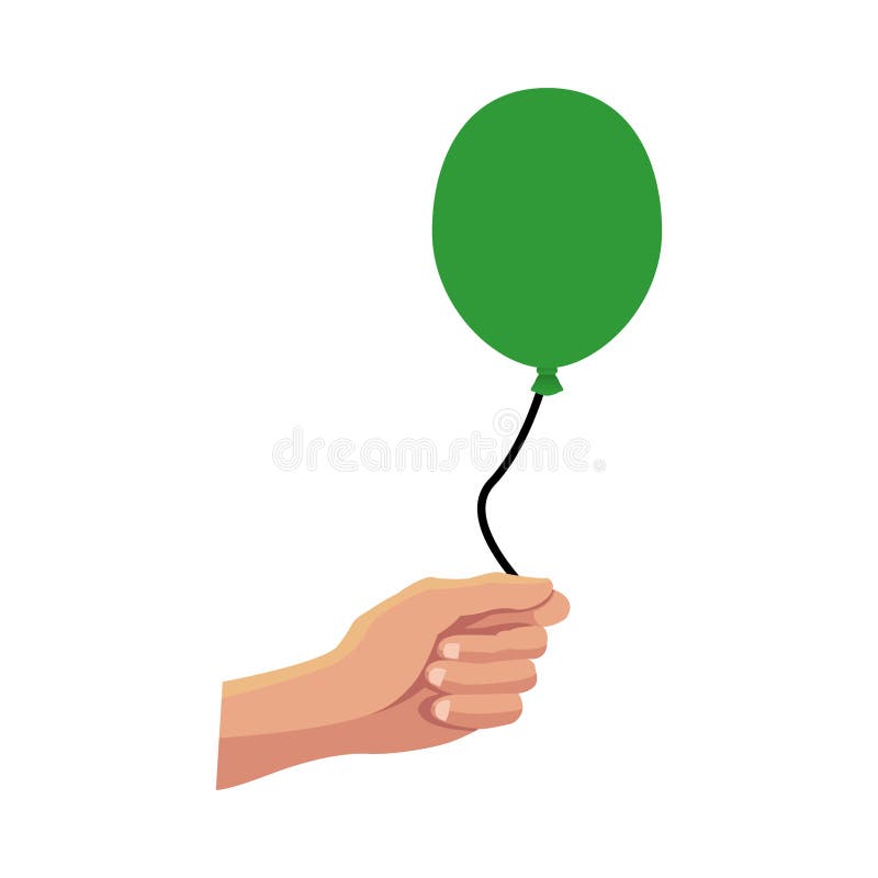 Hand with Green Balloon Helium Float Icon Stock Vector - Illustration ...