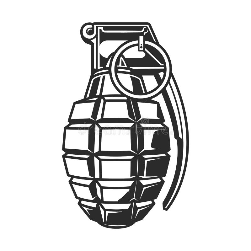 Hand Grenade in Black White Colour Stock Vector - Illustration of boom ...