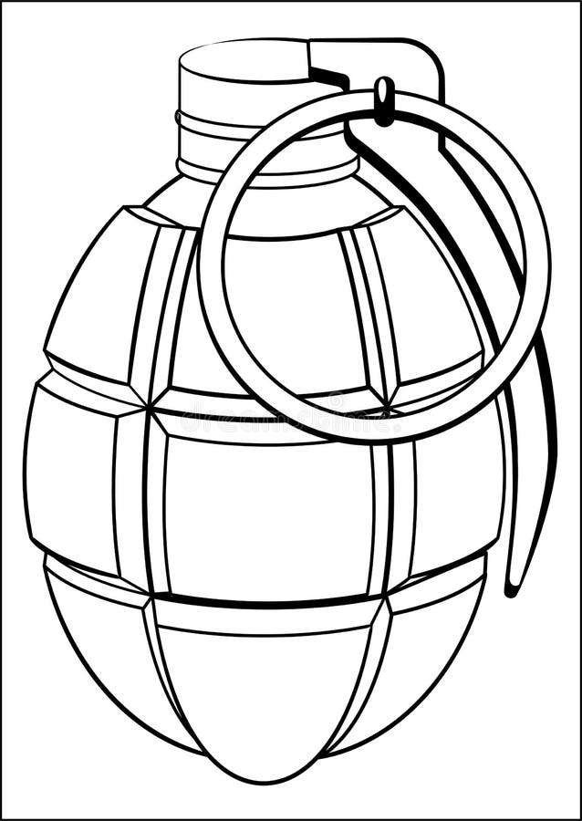 Hand Grenade Black White Vector Illustration Stock Vector ...