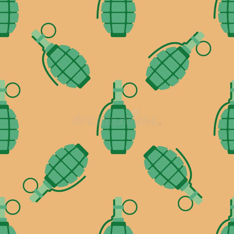 Hand Grenade Bomb Explosion Weapons Seamless Pattern Vector ...