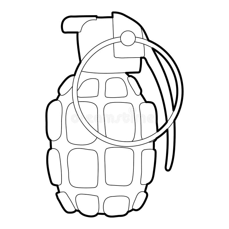 Hand Grenade Icon, Outline Style Stock Vector - Illustration of sign ...