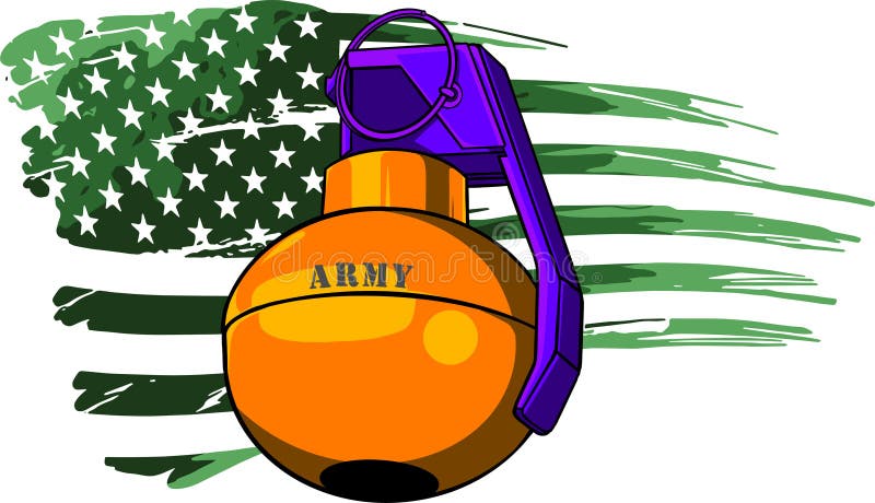Hand Grenade Vector Illustration. Vintage Ammunition Element. Military ...