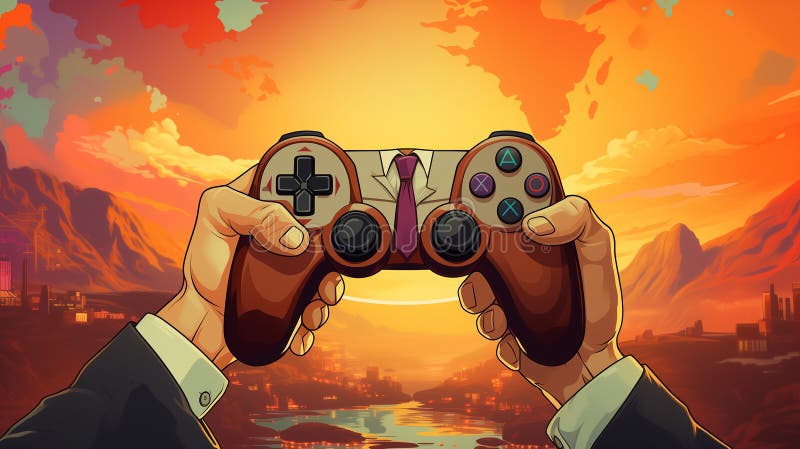 Digital Painting of a Hand Gripping a Gaming Remote Controller Man ...