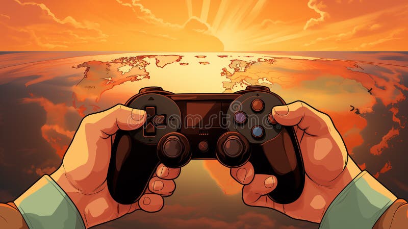 Digital Painting of a Hand Gripping a Gaming Controller Notion of Man ...