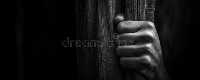 Hand Gripping Fabric in Dramatic Black and White Composition, Copy ...