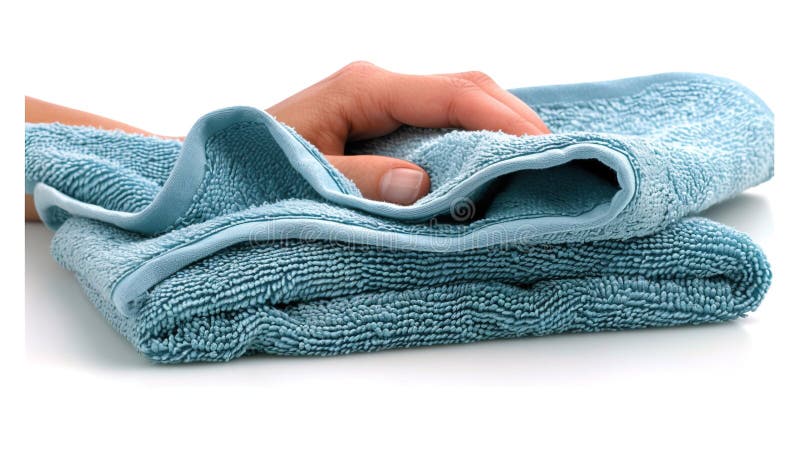 Hand Gripping a Light Blue Microfiber Cloth, Showcasing Its ...