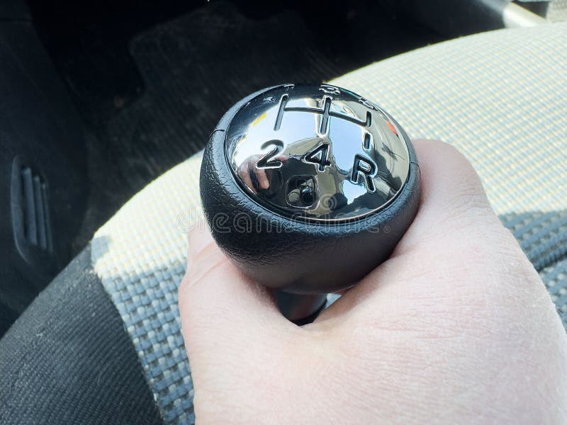 Hand Gripping Manual Gear Shift Car Interior Close Up Stock Photos ...