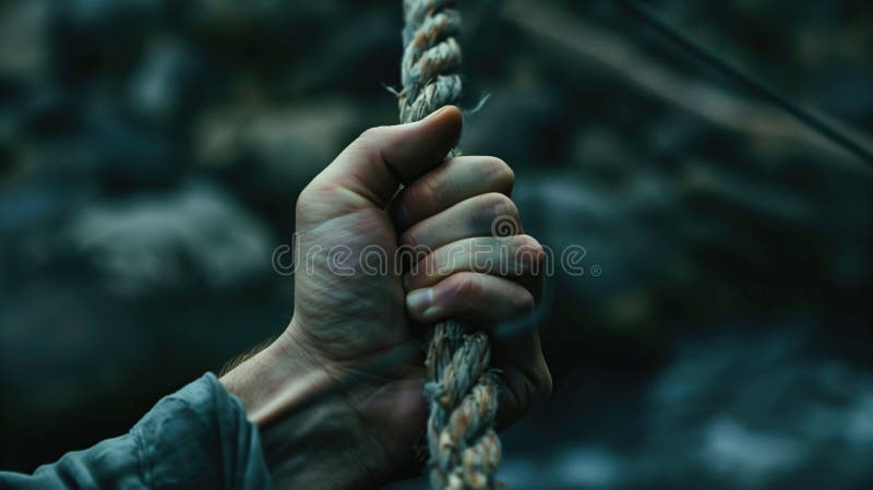 A Hand Gripping a Rope Tightly Stock Illustration - Illustration of ...