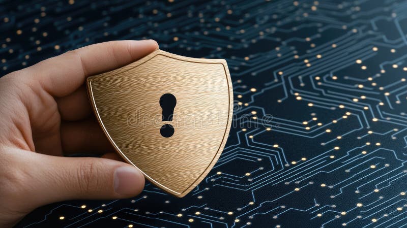 A Hand Grips a Dark Security Shield Featuring a Checkmark, Illustrating ...