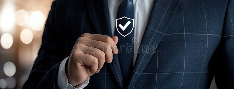 A Hand Grips a Dark Security Shield Featuring a Checkmark, Illustrating ...