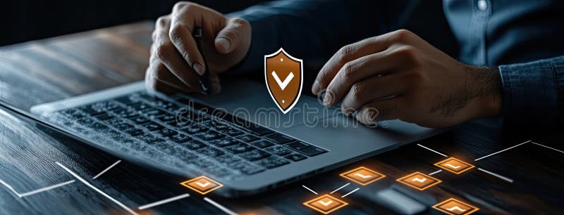 A Hand Grips a Dark Security Shield Featuring a Checkmark, Illustrating ...