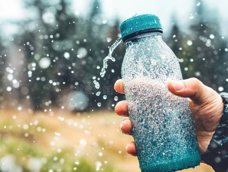 Hand Holding a Bottle of Water with Droplets Stock Photo - Image of ...