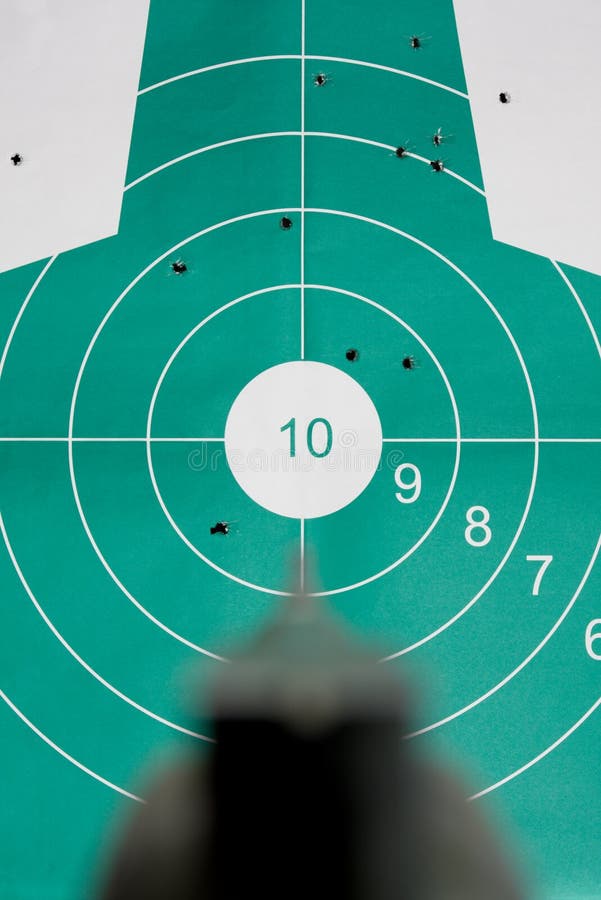 Hand Gun Aim Straight at Target Stock Photo - Image of ammunition, shot ...