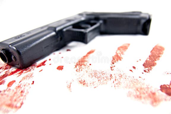 Hand gun with blood stock photo. Image of danger, murderer - 12399666