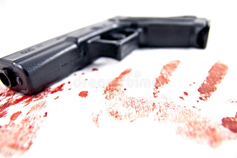 Hand gun with blood stock photo. Image of danger, murderer - 12399666