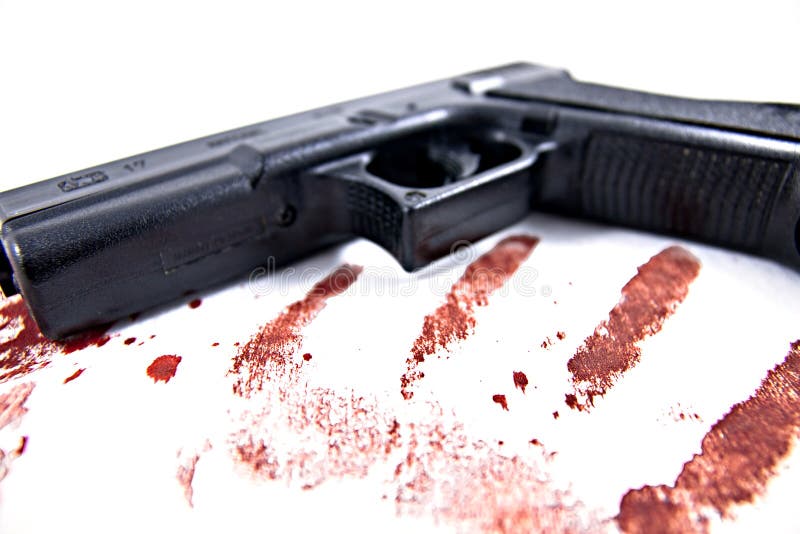 Hand gun with blood stock image. Image of deadly, terror - 12399707