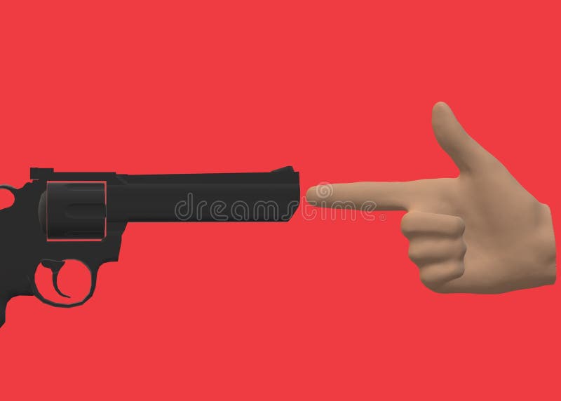 A Hand Gun Gesture and a Revolver Pointing at Each Other Stock ...