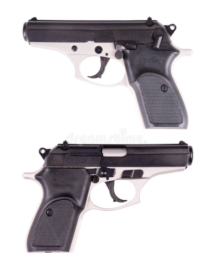 Hand Gun or Handgun, Pistol, Weapon Isolated White Stock Image - Image ...